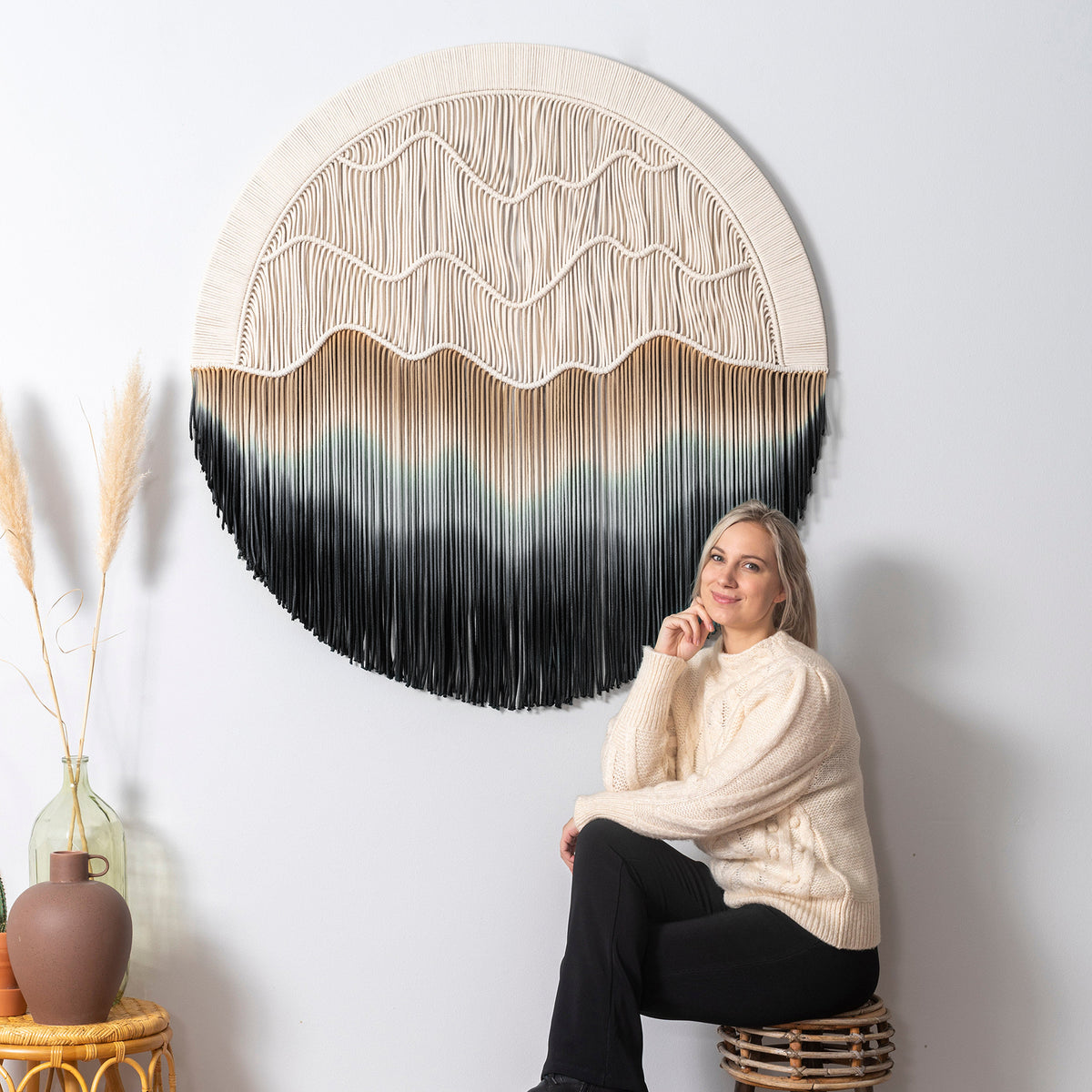 Circular Macrame Wall Hanging "SEASIDE" | Teddy and Wool
