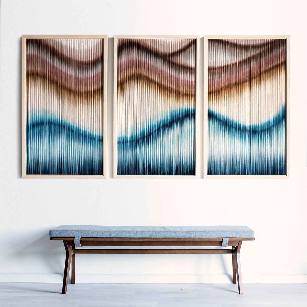 EMILY - Textile Art Triptych - FRAMED Collection